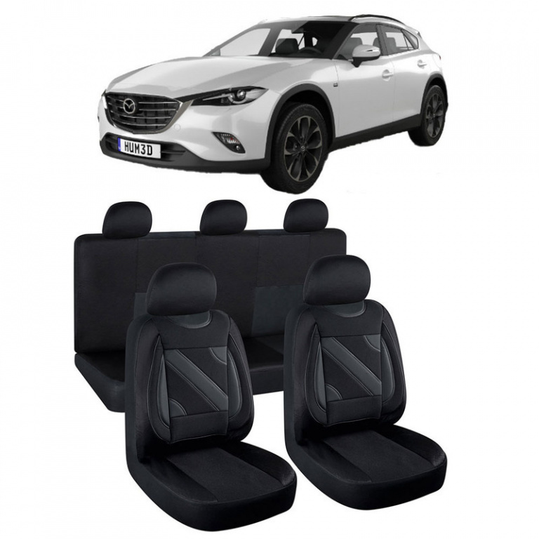 Set Huse Auto Nero Negru cu insertii rosii compatibile cu Mazda CX-4 ...